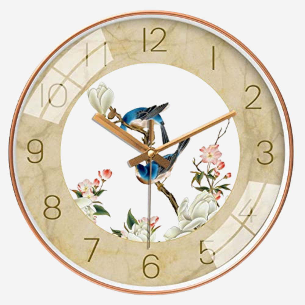Silence Wall Clock Non-Ticking Quiet Decorative - Blue Bird Analog ...