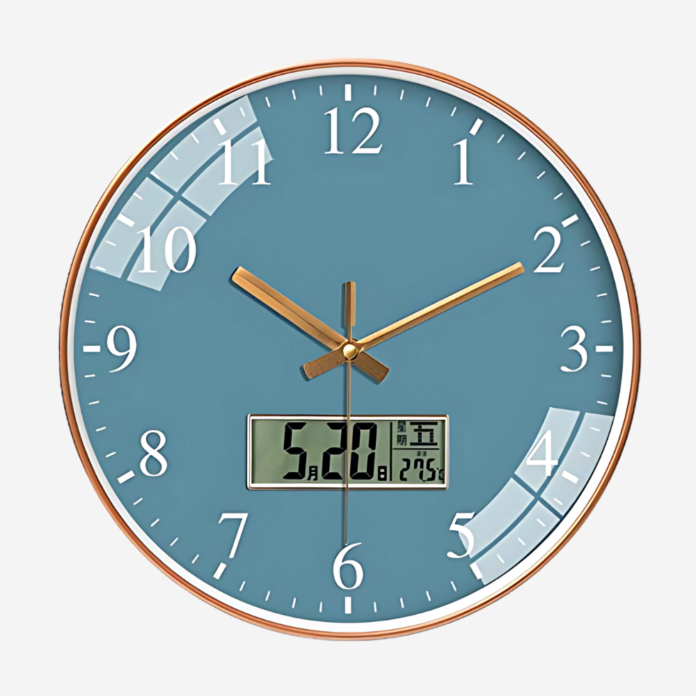 Digital Analog Wall Clock (Blue) – Star Work